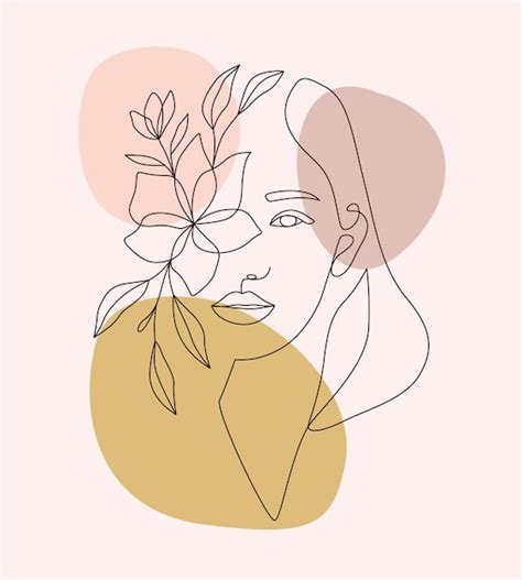 Premium Vector Vector Line Art Of Woman And Flowers Aesthetic Minimal