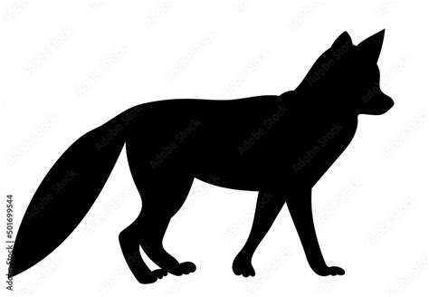 Fox Silhouette On White Background Isolated Vector Stock