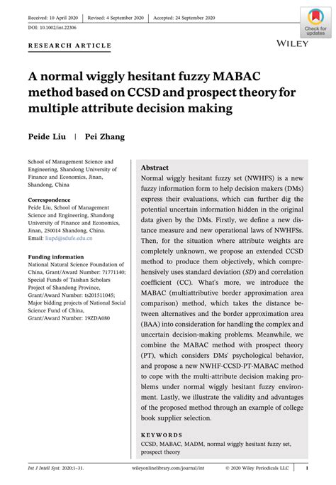 pdf a normal wiggly hesitant fuzzy mabac method based on ccsd and prospect theory for multiple
