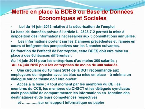 LA BASE DE DONNEES ECONOMIQUES ET SOCIALES BDES ppt télécharger