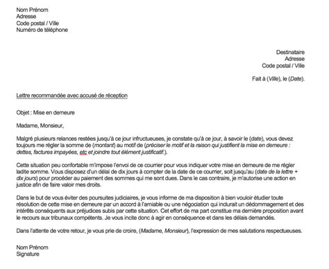 Lettre De Mise En Demeure Notre Mod Le Gratuit