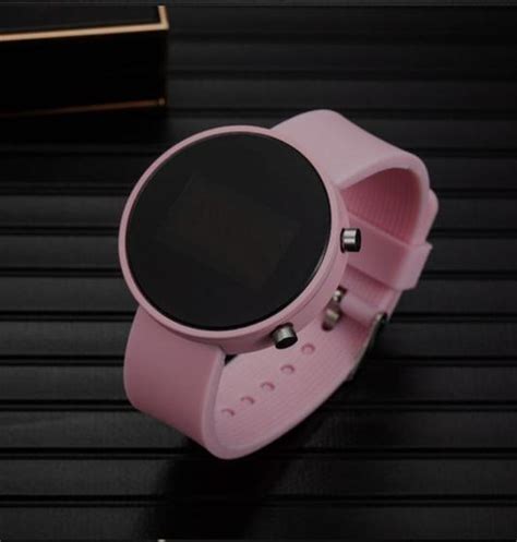 Relógio Digital Led Redondo Esportivo Pulseira Silicone Feminino