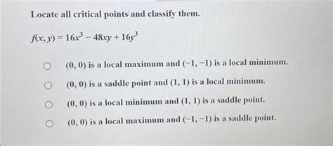 solved locate all critical points and classify them