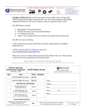 Fillable Online DVD Order Form Goodheart Media Services Fax Email