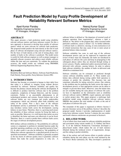 pdf fault prediction model by fuzzy profile development of reliability relevant software metrics