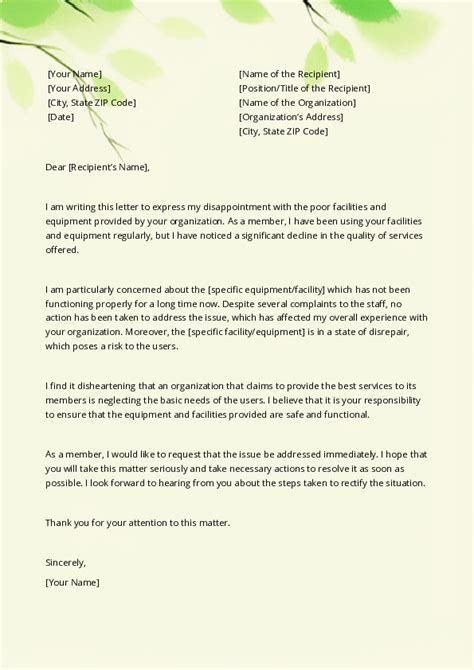 Complaint Letter Template Formal Letter Template Business Off