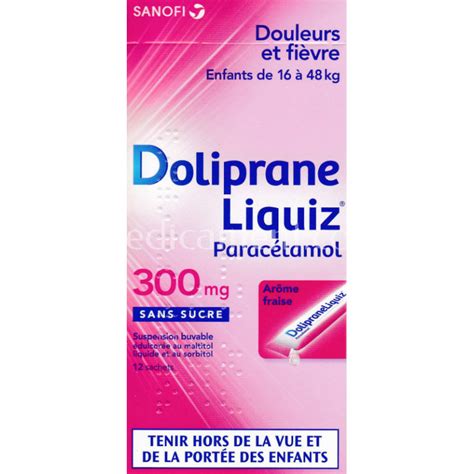 Doliprane liquiz 300mg sachets sans sucre à base de paracetamol pour