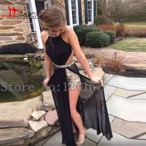 Black Long Prom Dress 2016 Sexy Open Back Slit Side Prom Dresses Formal Party Dress Cocktail