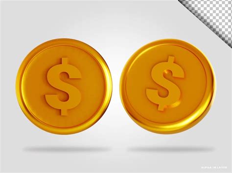 Ilustración de render 3d de moneda de dólar de oro aislado Archivo