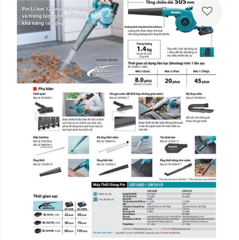 MÁY THỔI DÙNG PIN 12v MAKITA UB101DZ chưa pin sạc