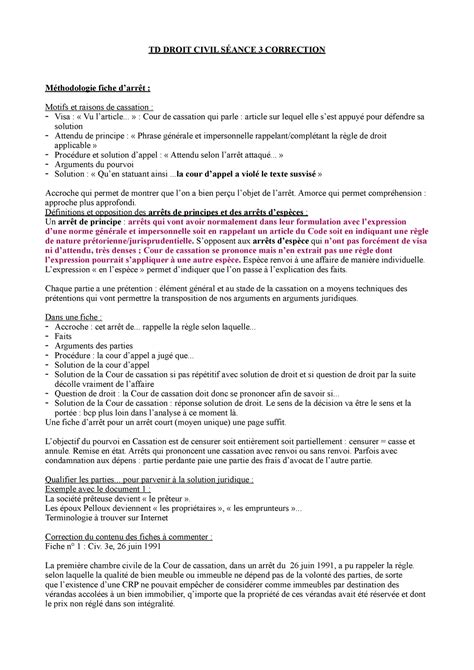 TD Droit Civil Séance 3 Correction TD DROIT CIVIL SÉANCE 3 CORRECTION