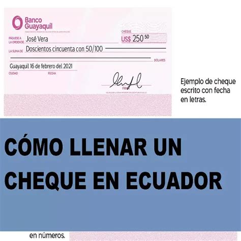 Cómo llenar un cheque en ecuador 2024 elyex