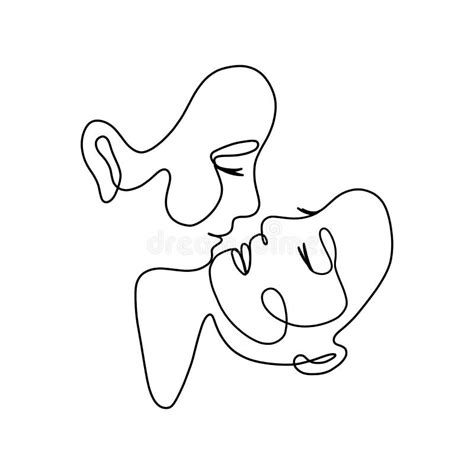 One Line Love Couple Abstract Continuous Line Drawing Man Woman