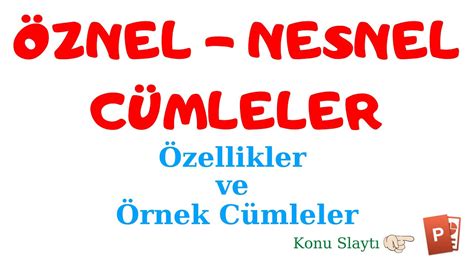 Öznel Cümleler Nesnel Cümleler Öznel ve Nesnel Cümleler Örnekler