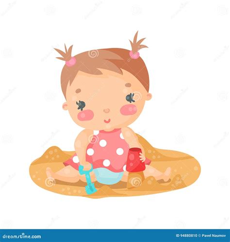 Bebê Bonito Dos Desenhos Animados Que Joga Ilustração Colorida Do