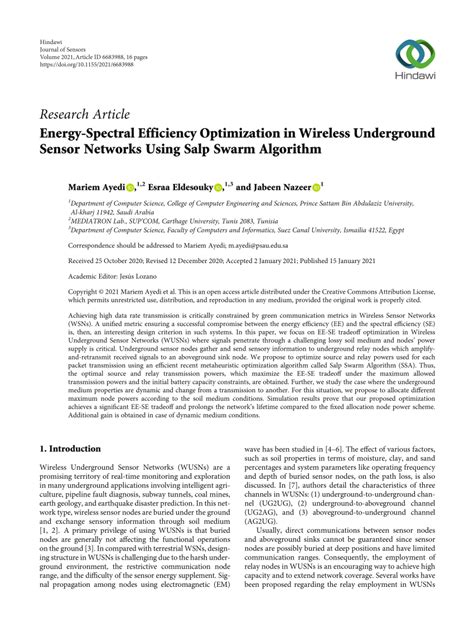 pdf energy spectral efficiency optimization in wireless underground sensor networks using salp