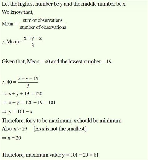 the mean of three different natural numbers is 40 if the lowest is 19 what could be highest