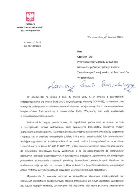 Odpowiedź na pismo ZG w sprawie zagrożenia rozprzestrzeniania się