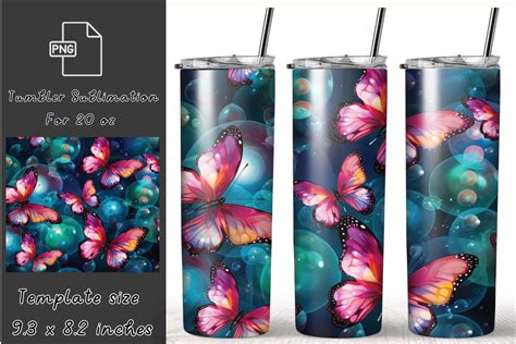 Butterflies Inflated Bubble Tumbler Wrap Graphic By Sasikharn
