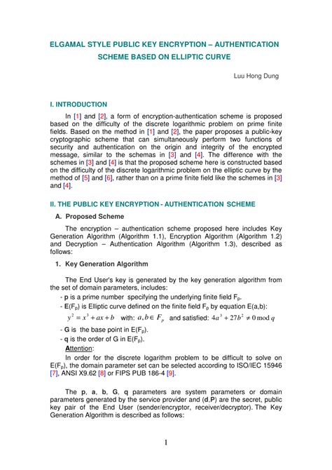 pdf elgamal style public key encryption authentication scheme based on elliptic curve