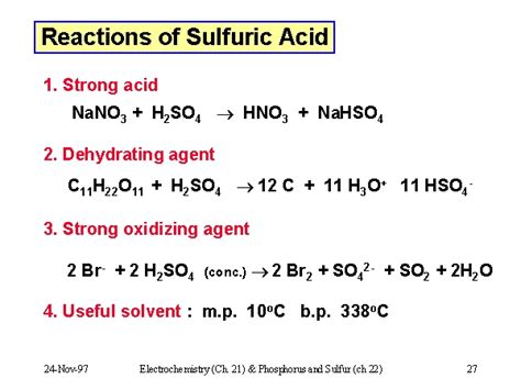 Reactions Of Sulfuric Acid