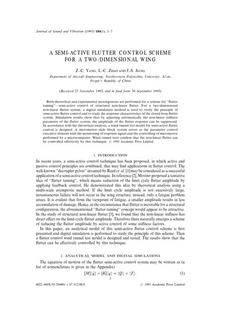 a semi active flutter control scheme for a two dimensional wing pdf wind tunnel applied