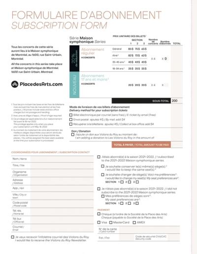 Formulaire Dabonnement
