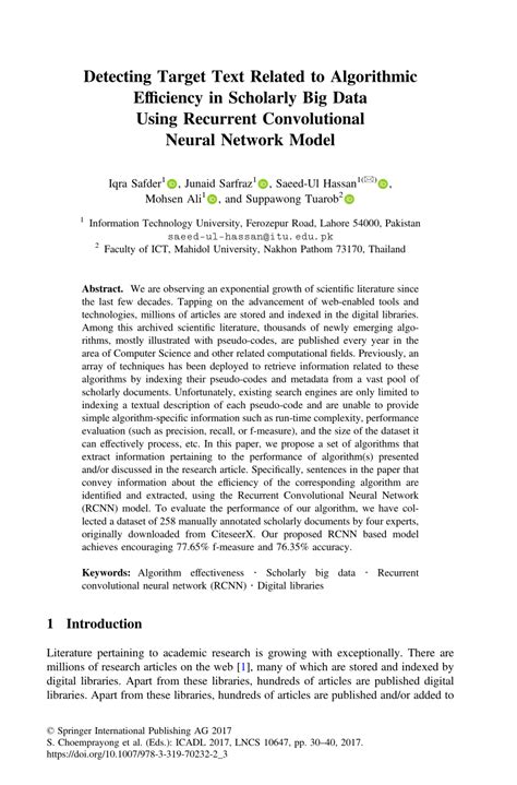 pdf detecting target text related to algorithmic efficiency in scholarly big data using