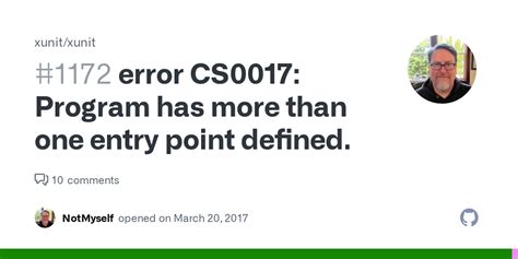error cs0017 program has more than one entry point defined · issue 1172 · xunit xunit · github