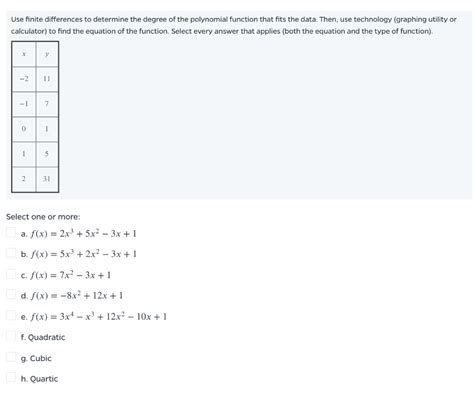 solved use finite differences to determine the degree of the