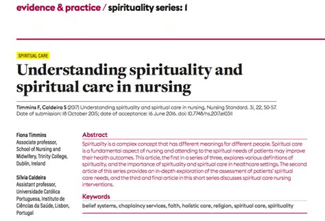 PDF Understanding Spirituality And Spiritual Care In Nursing