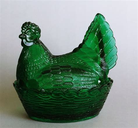 Szklana Kura Zielona Art Deco Ząbkowice Kurka 11487685557 oficjalne