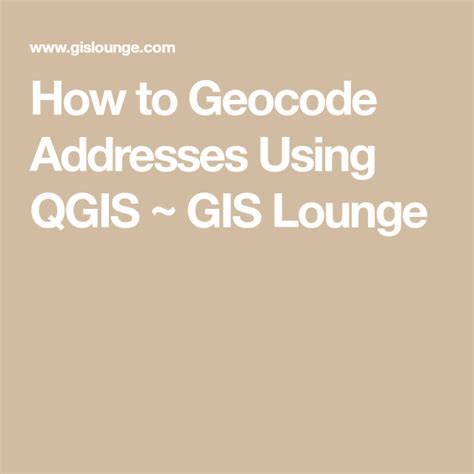 How To Geocode Addresses Using QGIS GIS Lounge Addressing Software