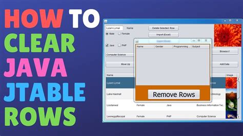 source code ~ how to clear java jtable rows deleting all the rows in a jtable removing rows