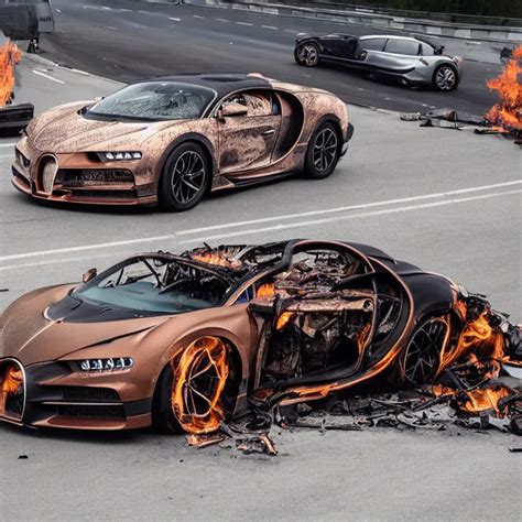 Krea A Copper Bugatti Chiron Crashed On The M Motorway Wrecked In