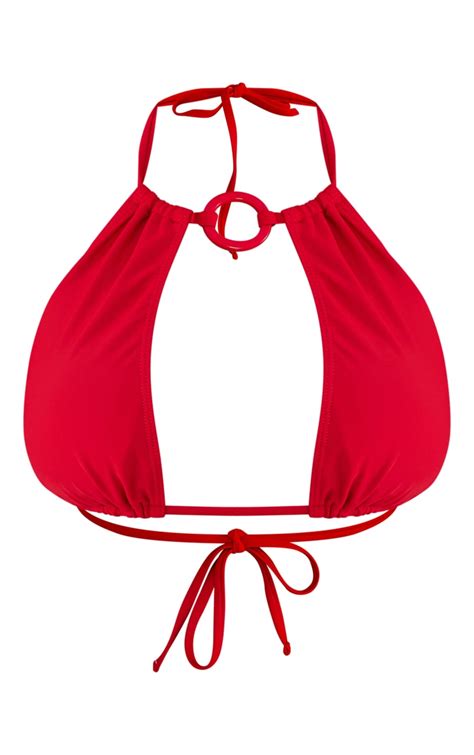 Red O Ring Halter Neck Bikini Top Swimwear Prettylittlething
