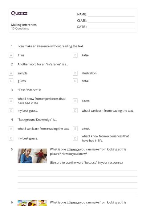 Making Inferences Worksheets For Th Grade On Quizizz Free