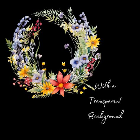 4 Aquarell Blumen Kranz PNG SVG Wilde Blume Rustikaler Kranz Clip Art