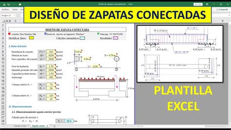 DISEÑO DE ZAPATAS CONECTADAS plantilla excel profesional YouTube