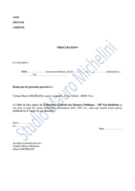 Exemple Lettre Procuration Bancaire Pour Gestion Courante