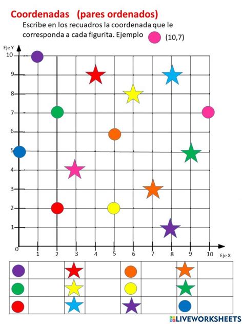 Coordenadas Matemáticas exercise Visual perception activities