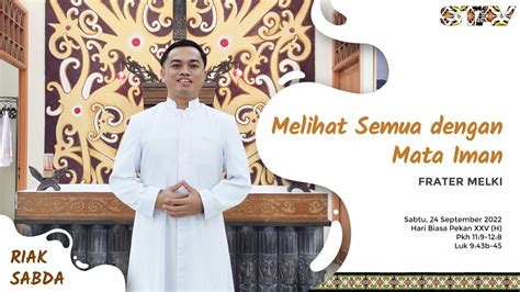 Renungan Riak Sabda Renungan Harian Katolik Sabtu 24 September