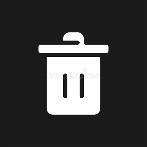Trash Can Dark Mode Glyph Ui Icon Stock Vector Illustration Of Basket
