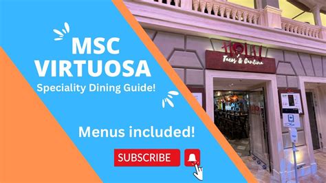 MSC Virtuosa Speciality Dining Restaurants Guide 2023 Menus Included