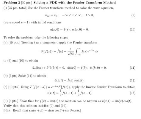 solved problem 3 [30 pts ] solving a pde with the fourier