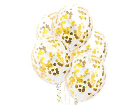 Balony przezroczyste ze złotym konfetti 30 cm 100 szt Dobra Cena