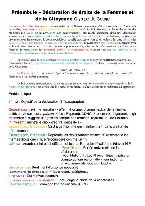 Préambule analyse linéaire Préambule Déclaration de droits de la