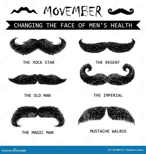 Movember Mustache Set Stock Vector Illustration Of Male 125748474