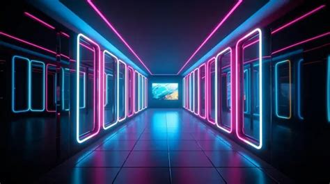 Blue Pink Neon Border Light Circle Frame Neon Neon Border Border Png