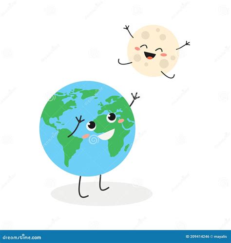 Globo De Desenho Animado E Lua Alegre Ilustra O Stock Ilustra O De